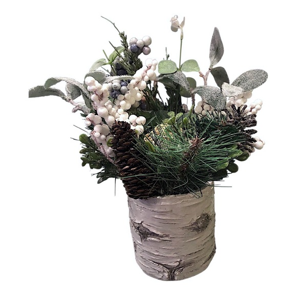 Accents | 198s Vintage Rustic Ceramic Birch Vase With Greenery And ...